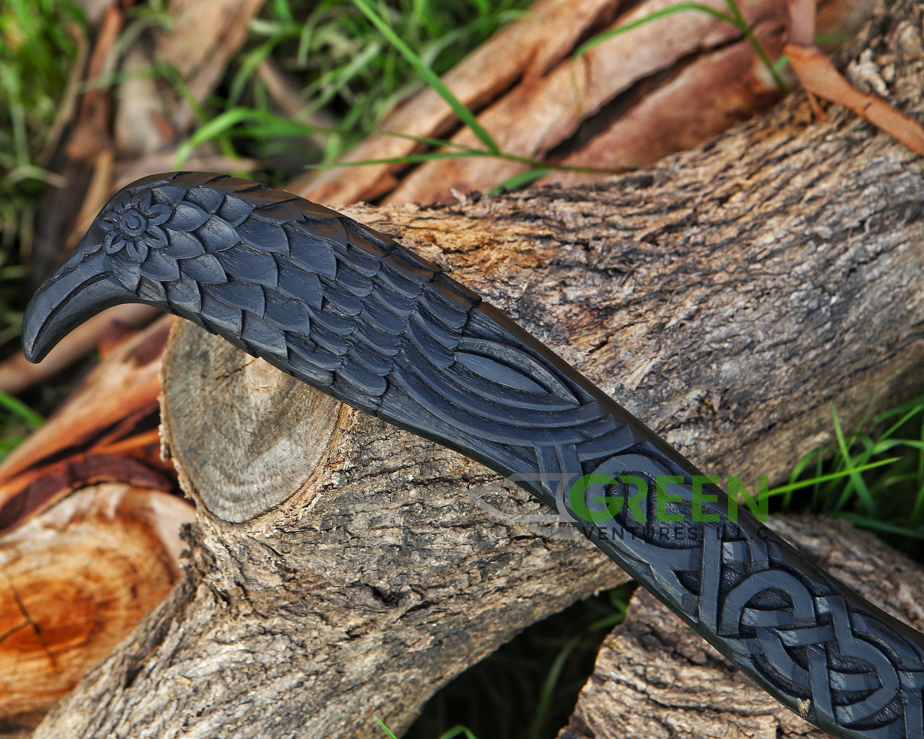 Hand Forged Viking Axe: Raven Engraved Bearded Battle Axe - Etsy