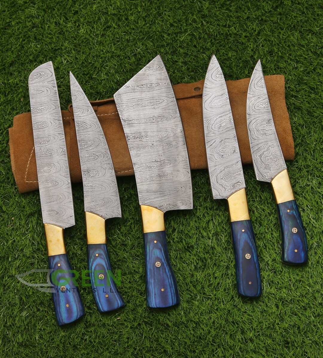 Hand Forged Chef's Knives Set of 5pcs, Chef Set, Damascus Chef Knife ...