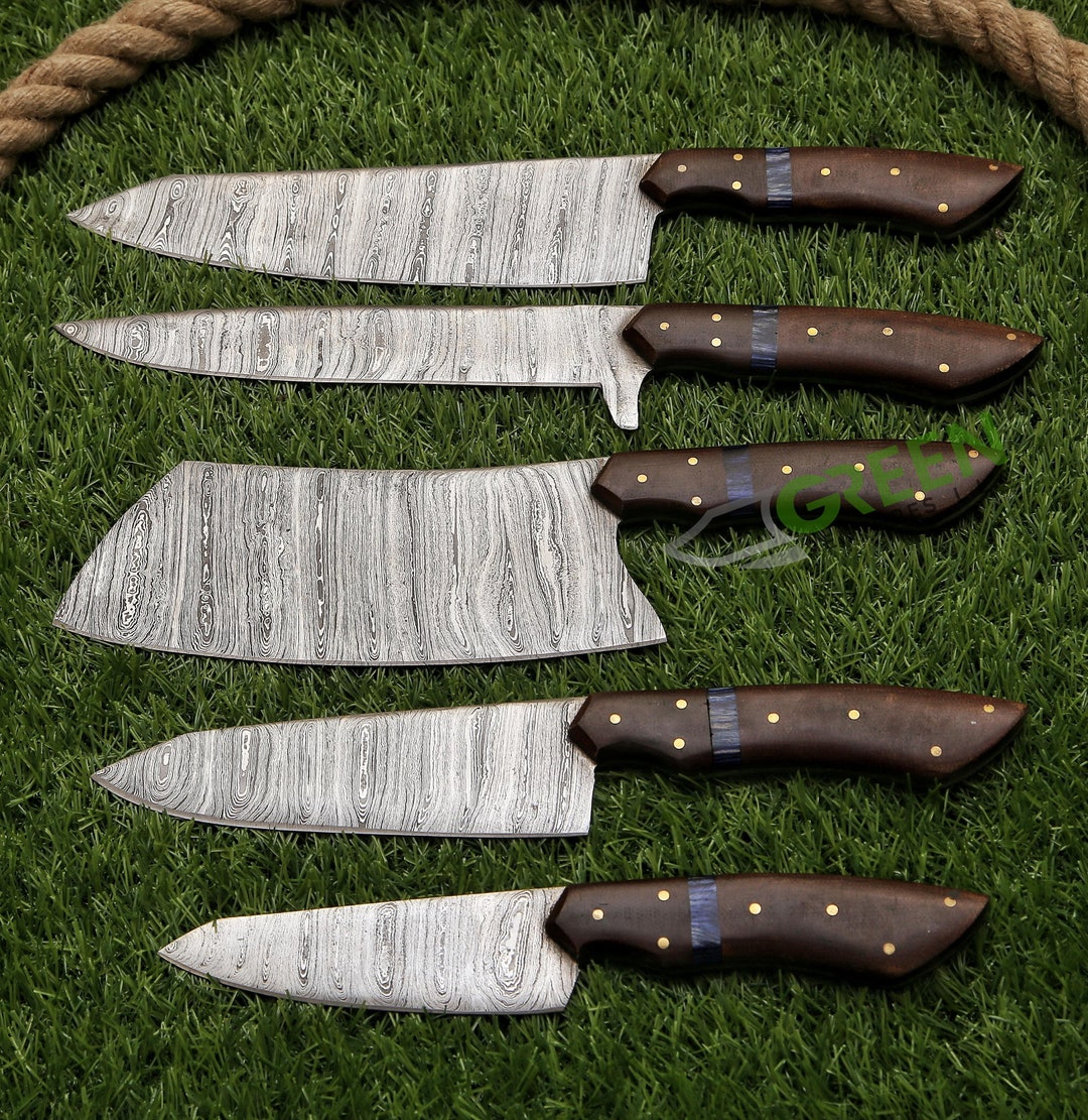 5 Pieces Handmade Damascus Kitchen Knife Chef's Knife Set With Forging ...