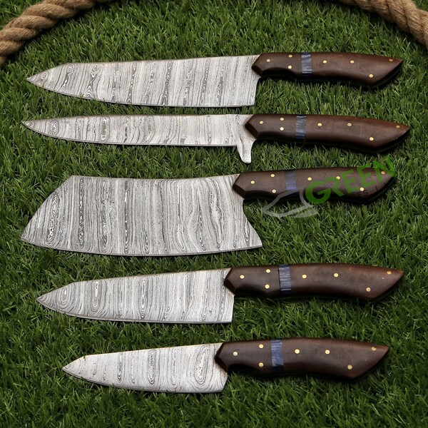Damascus Knife Set - Etsy