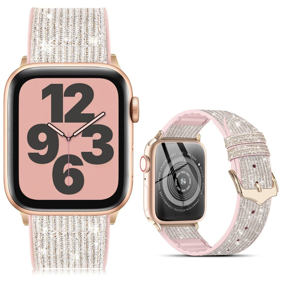 Rose Gold Glistening Strap for Apple Watch Band Series 7 6 5 4 - Etsy