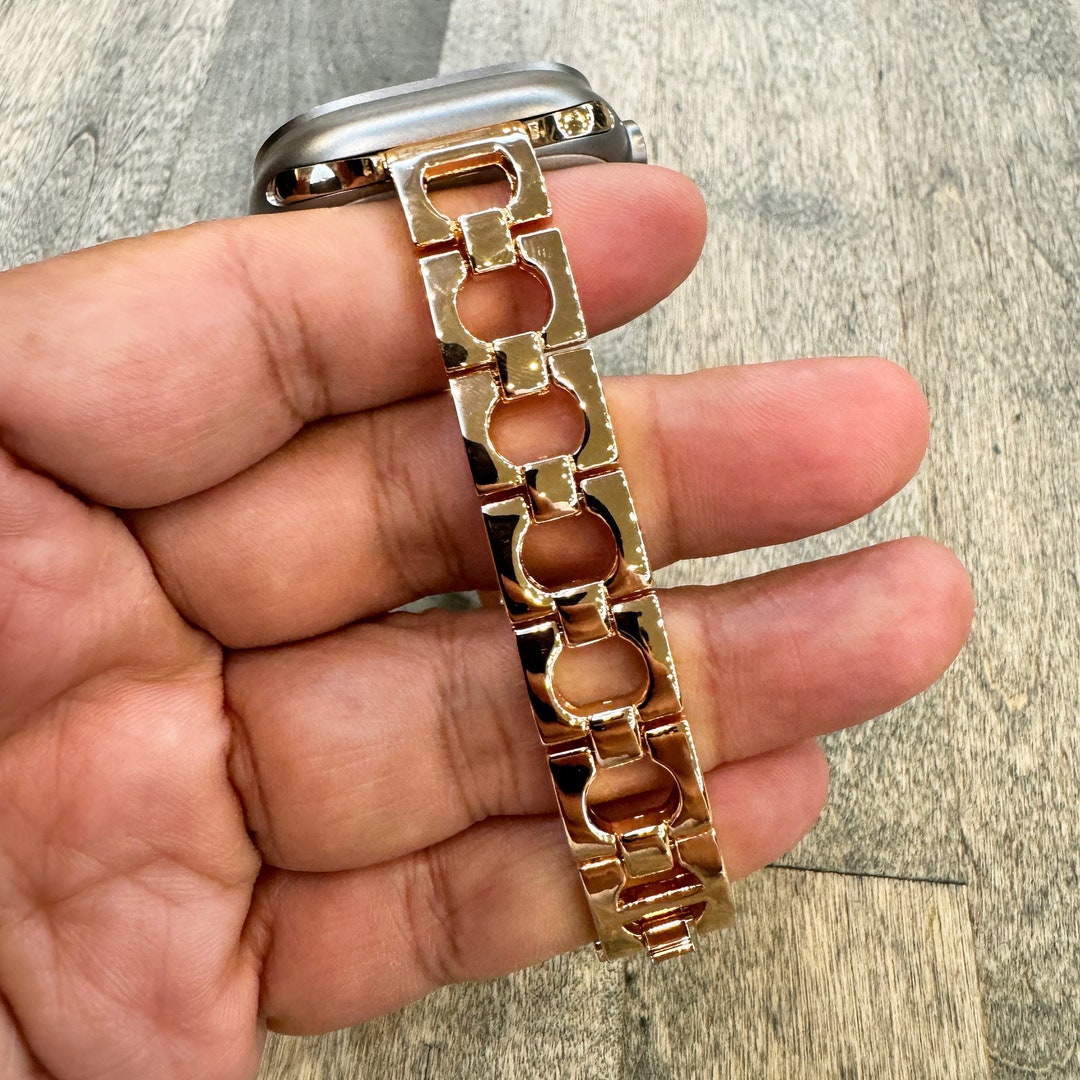 Rose Gold Square Pattern Apple Watch Slim Band Alloy Metal Bracelet ...