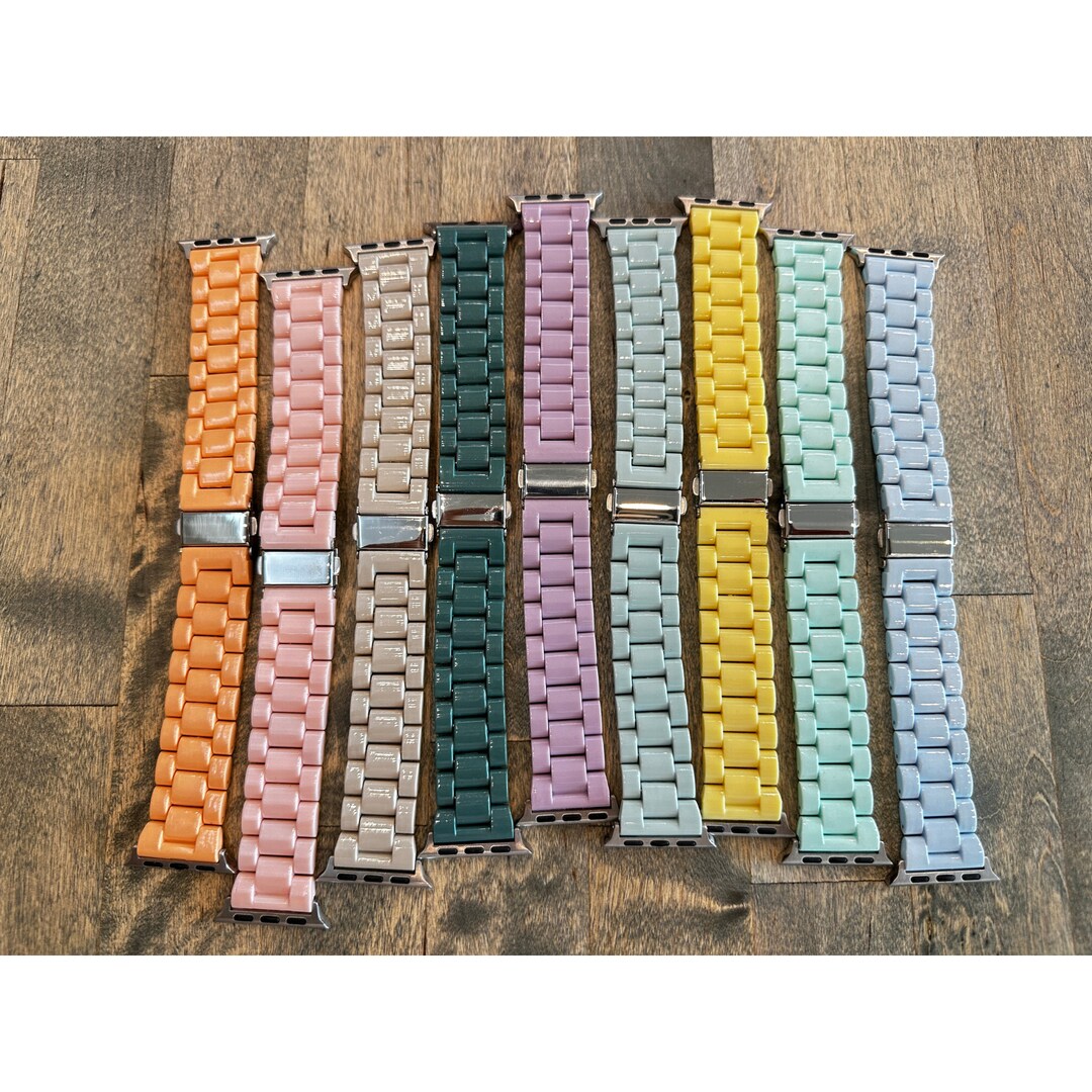 Handmade Candy Color Resin Apple Watch Band: Slim Stainless Steel Clasp ...