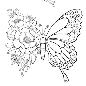 coloring pages of roses and butterflies