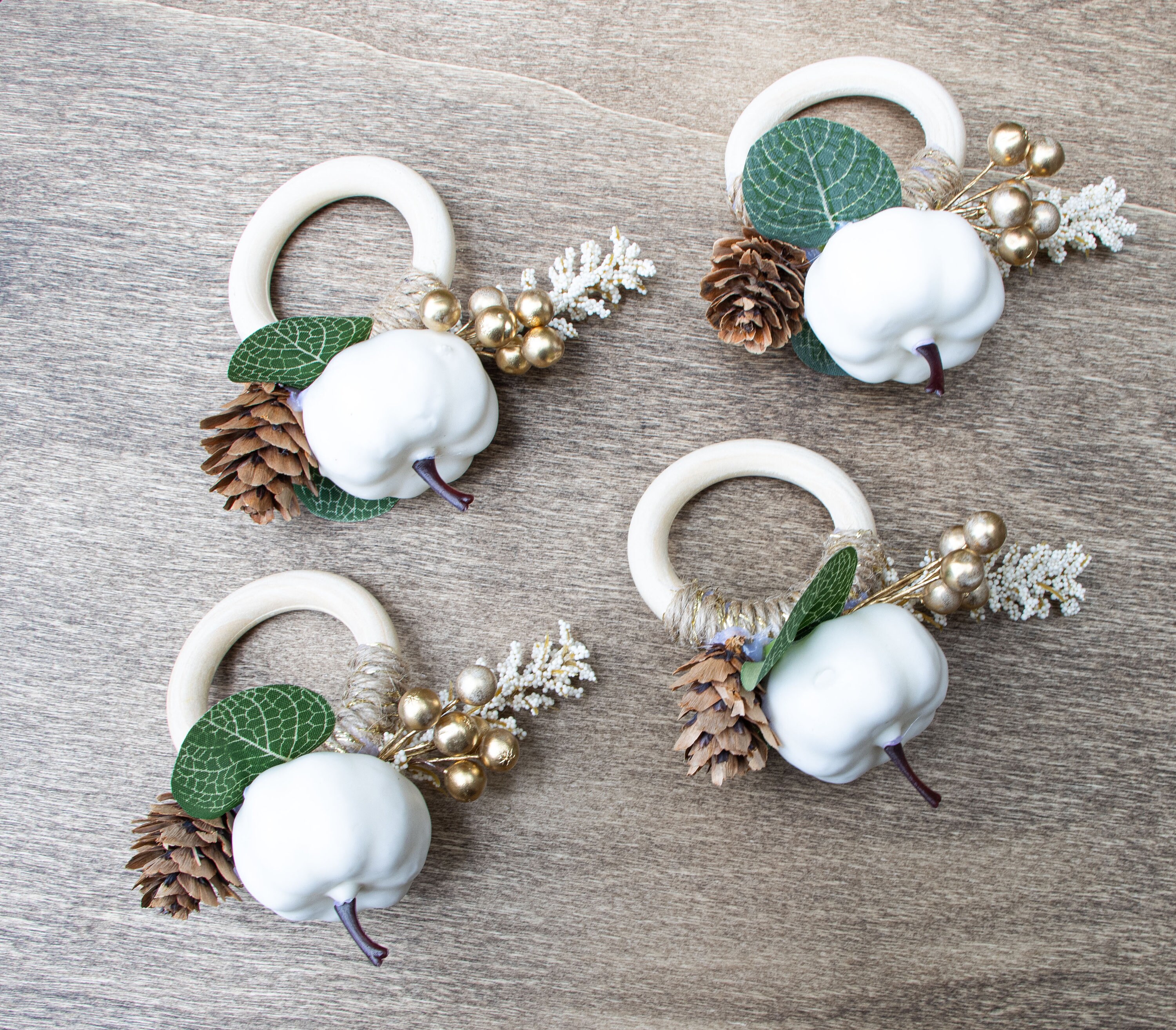 Set of 4 Hand Made Rustic Napkin Rings for Fall, Dinner Party Table ...