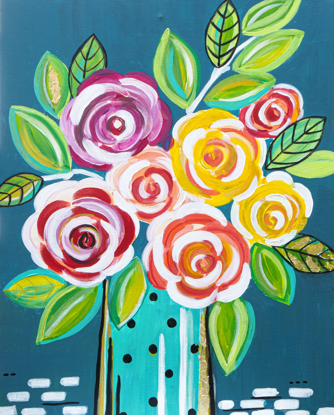 Abstract Rose Flower Handmade Painting Made on Canvas Using Acrylic ...