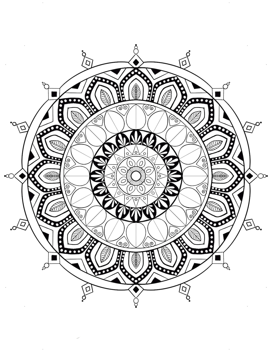 Mandala Printable Coloring Sheet Coloring Pages Kids - Etsy