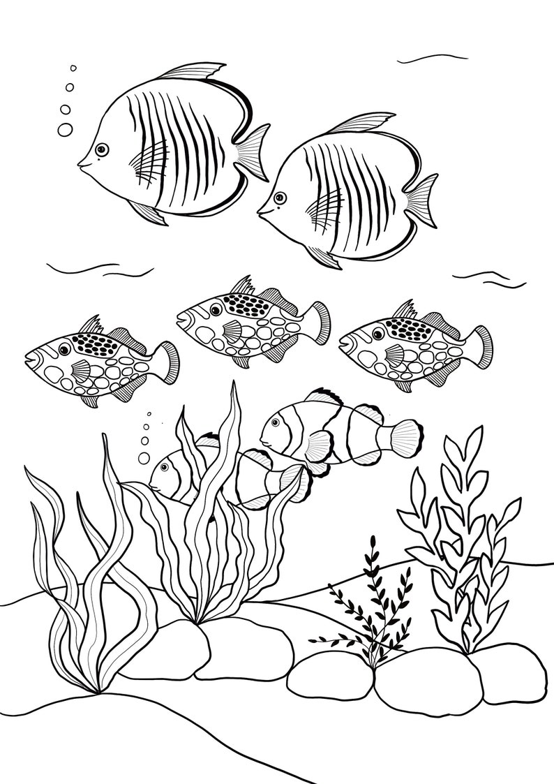 Beautiful Underwater Sea Life Printable Coloring Sheet | Coloring Pages ...