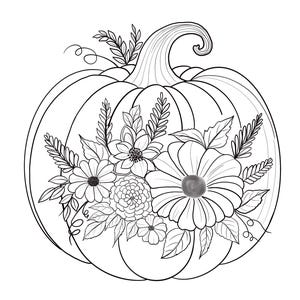 Floral Pumpkin Coloring Pages | Fall Autumn Leaves (PDF) - Etsy