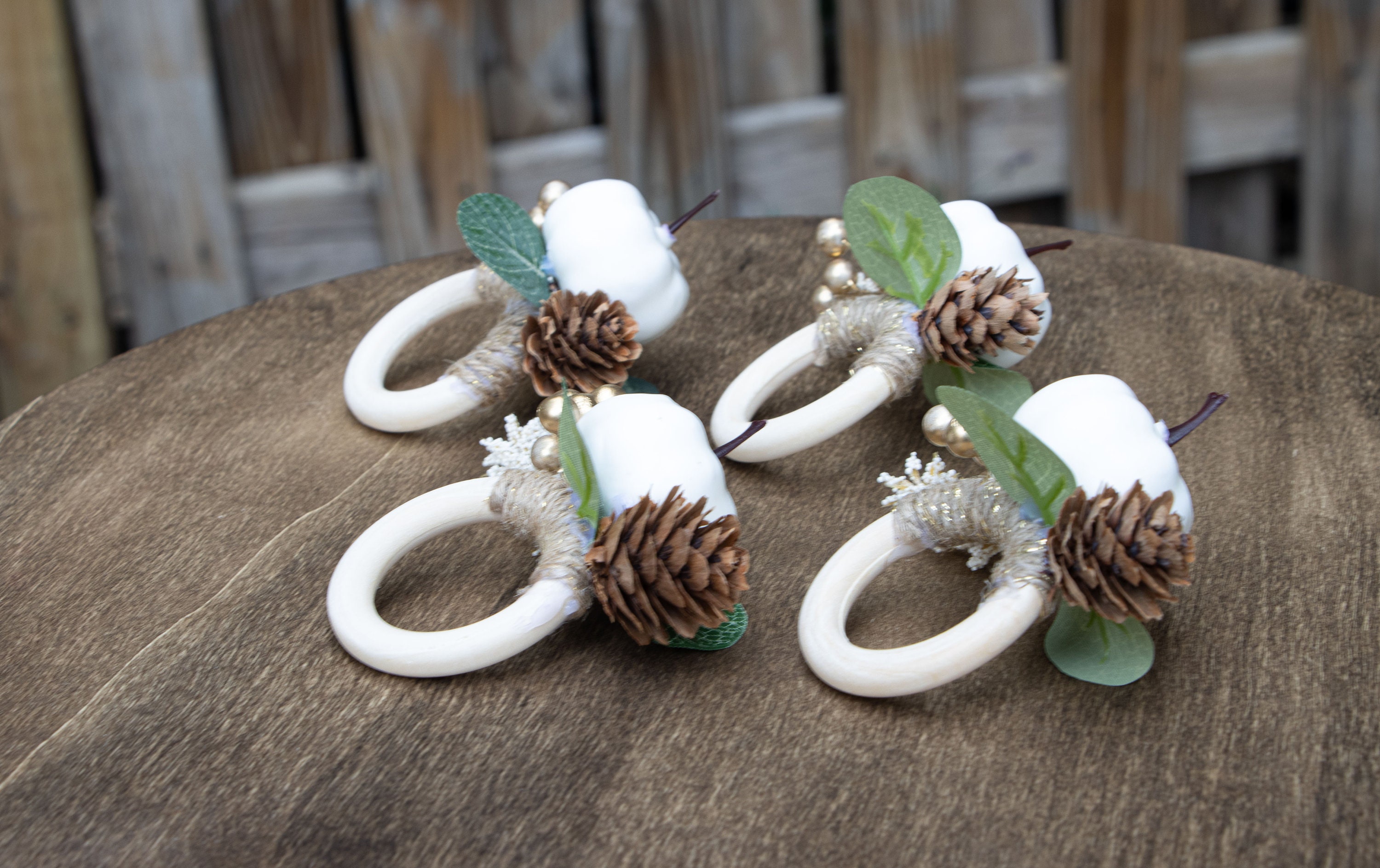 Set of 4 Hand Made Rustic Napkin Rings for Fall, Dinner Party Table ...