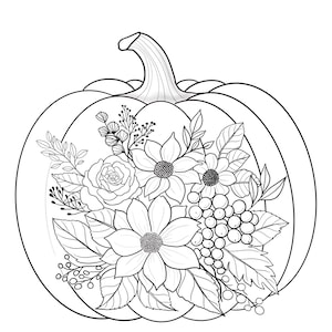 Printable Pumpkin Coloring Sheets With Flowers | Coloring Pages | Adult ...