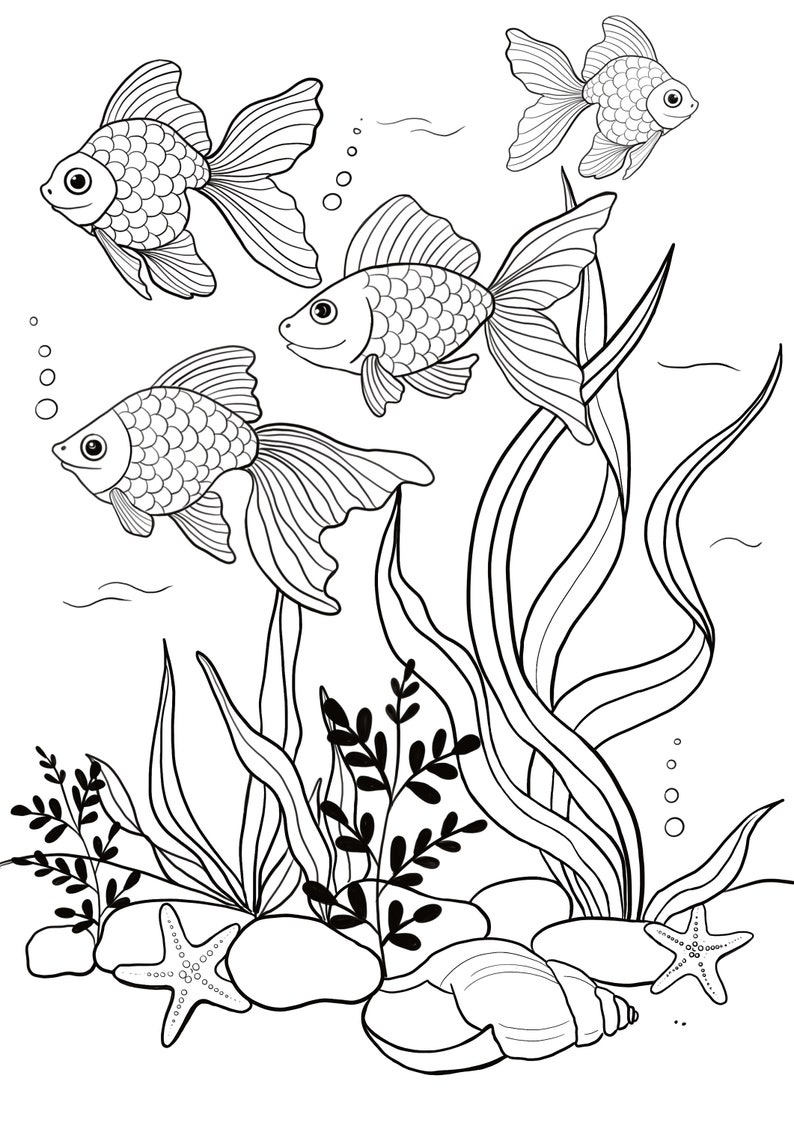 Beautiful Underwater Sea Life Printable Coloring Sheet | Coloring Pages ...