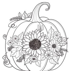 Printable Pumpkin Coloring Sheets With Flowers | Coloring Pages | Adult ...