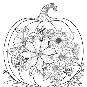 Floral Pumpkin Coloring Pages | Fall Autumn Leaves (PDF) - Etsy