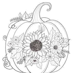 Floral Pumpkin Coloring Pages | Fall Autumn Leaves (PDF) - Etsy