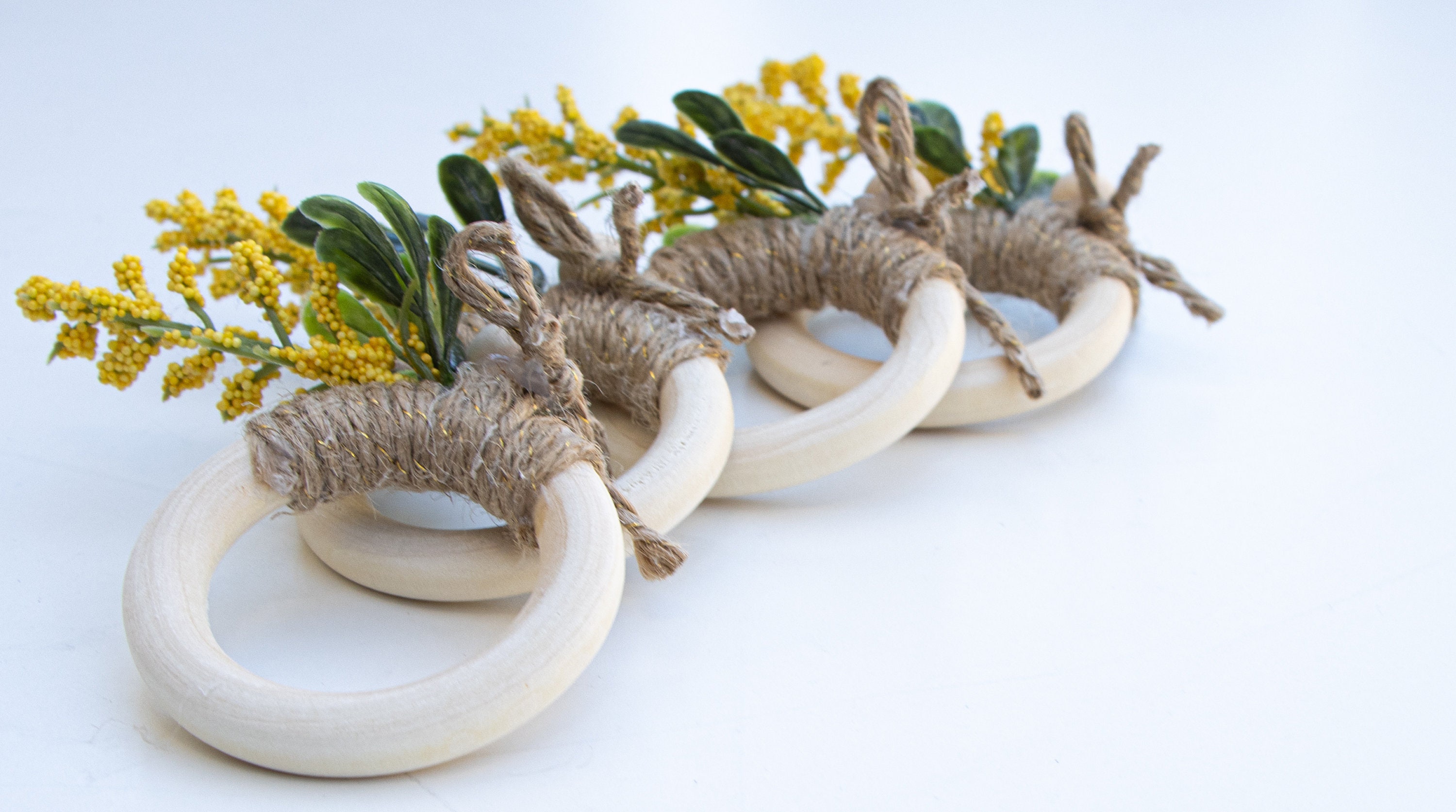 Set of 4 Hand Made Rustic Napkin Rings for Bridal Shower, Wedding, Baby ...