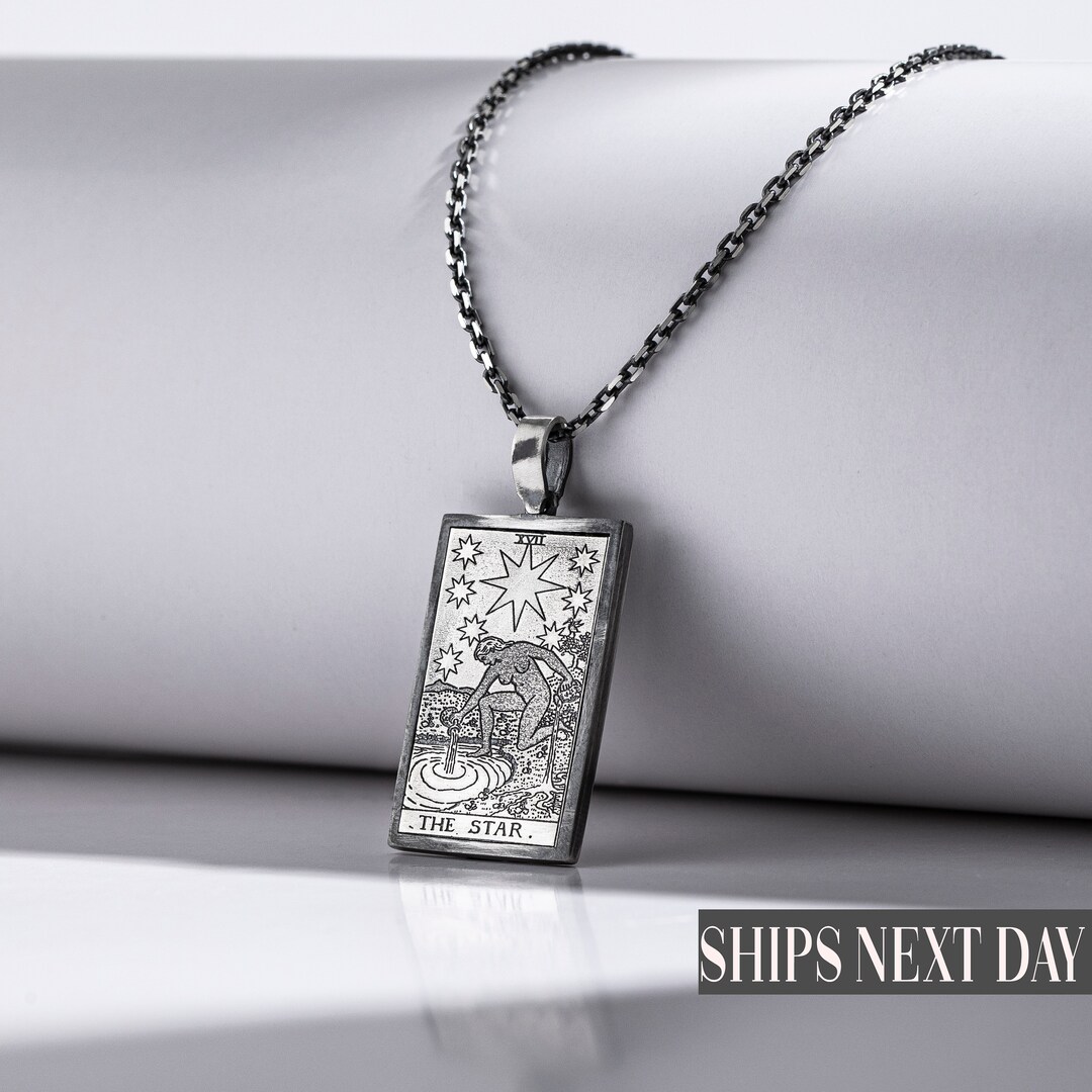 Minimalist Tarot Necklace in Sterling Silver, Tarot Deck Necklace ...