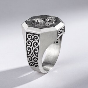 Greek Spartan Warrior Unique Signet Ring for Men in Silver, Vintage ...