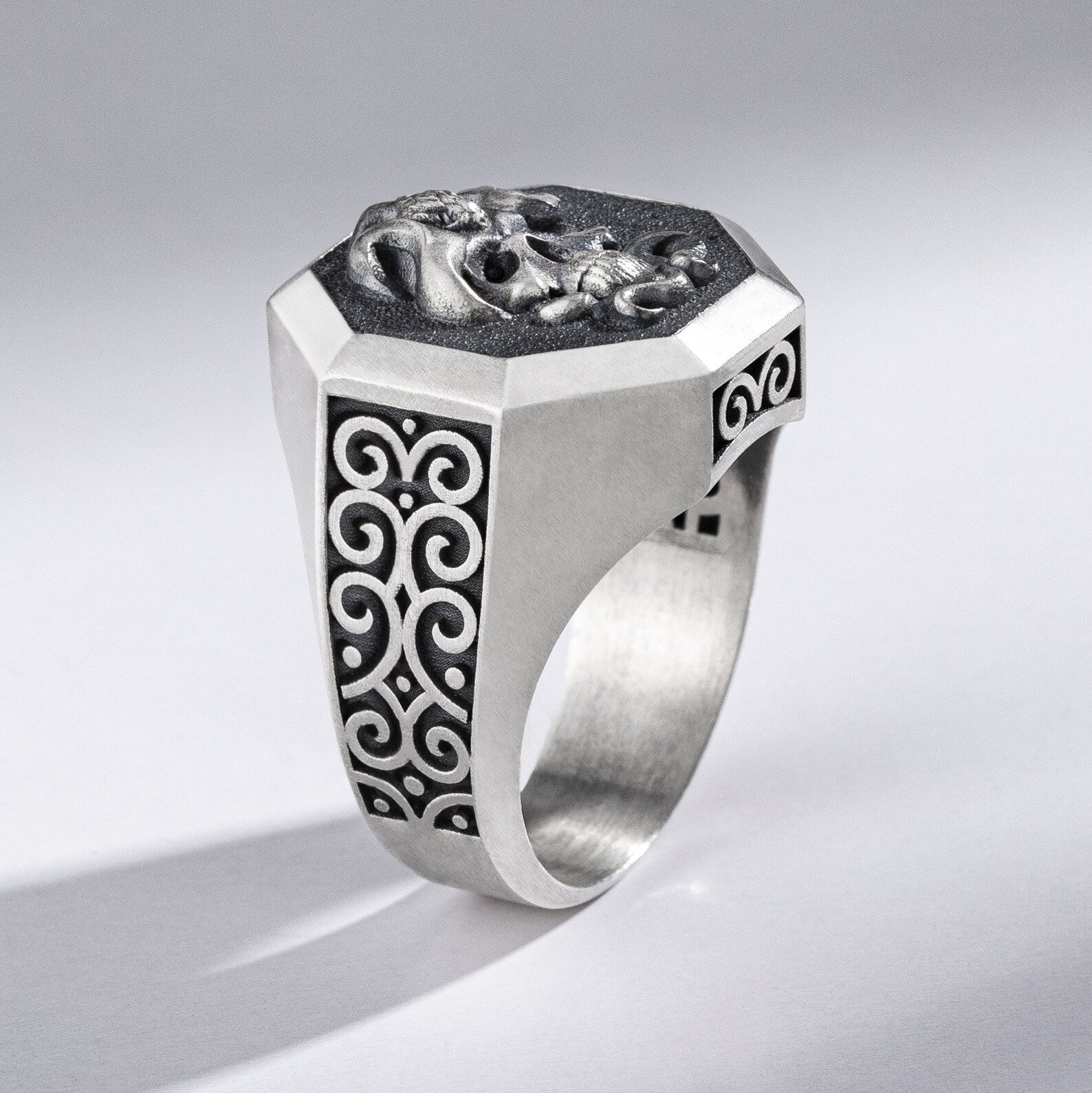 Handmade Snake Skull Unique Signet Ring Sterling Silver - Etsy