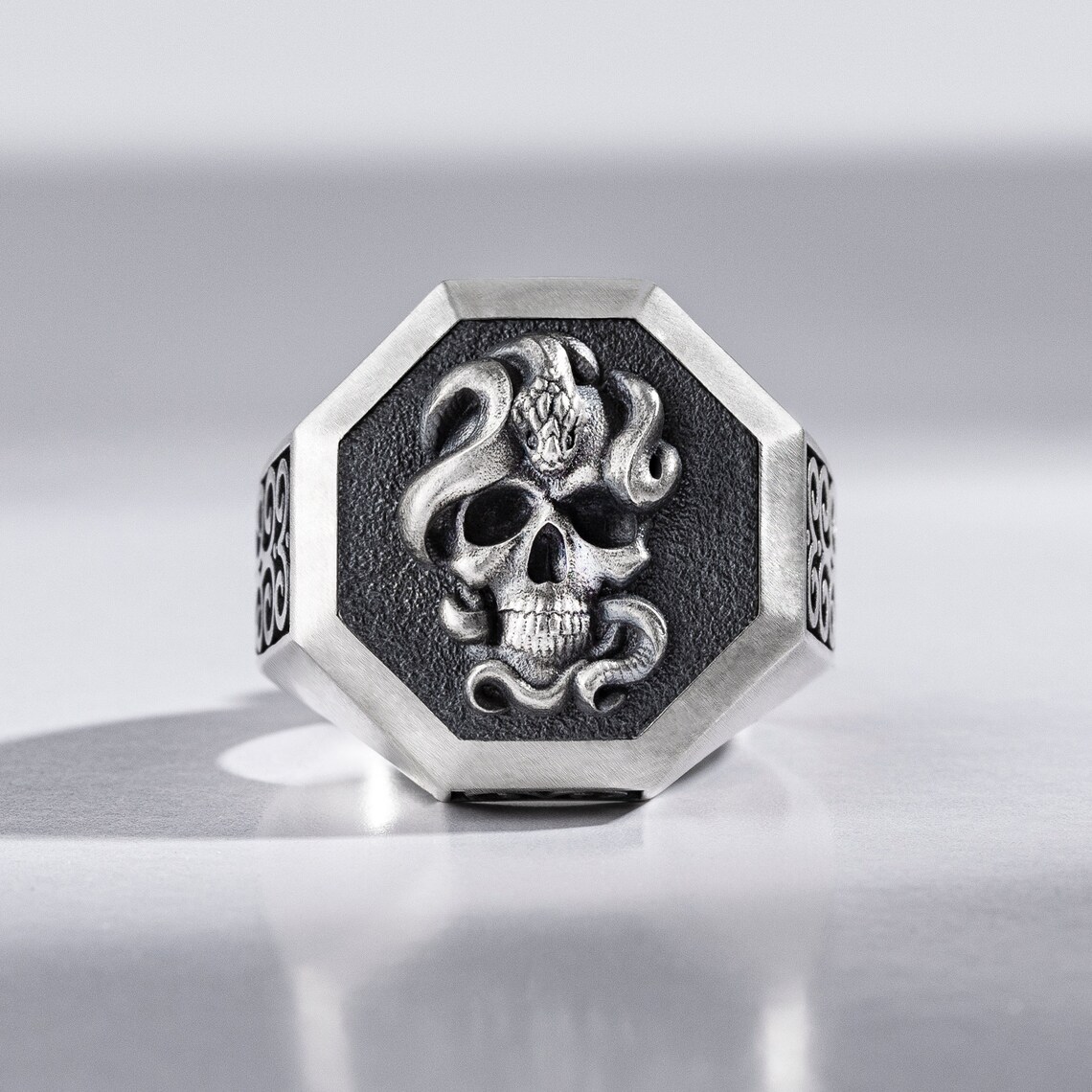 Handmade Snake Skull Unique Signet Ring Sterling Silver - Etsy