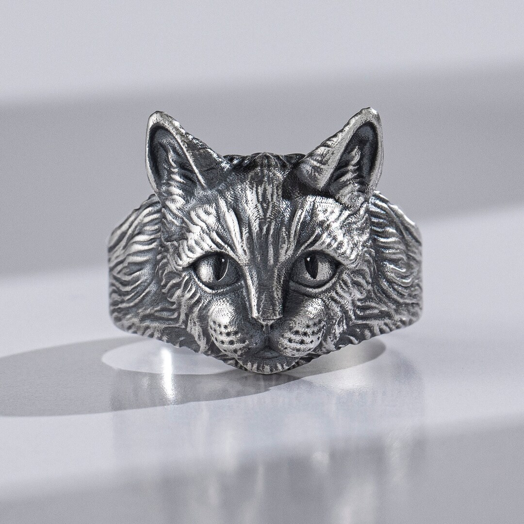 Cat Dainty Animal Sterling Silver Ring for Best Friend, Vintage Fantasy ...