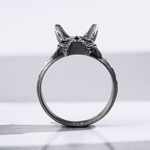 Demon Skull Mens Ring in Sterling Silver, Handmade Gothic Devil Skull ...