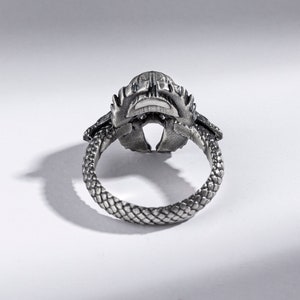 Skull Sterling Silver Goth Cool Mens Ring, Handmade Engraved Punk Ring ...