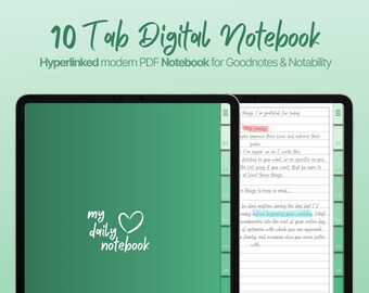 Digital Notebook 10 Tab Hyperlinked Goodnotes & Notabilty PDF - Etsy