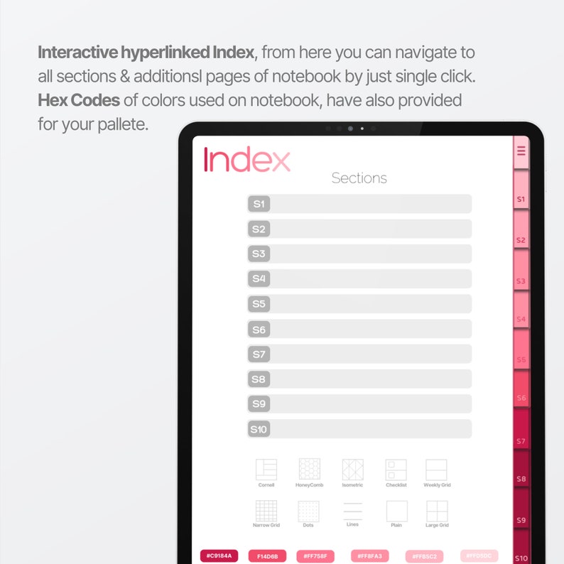 Digital Notebook 10 Tab Hyperlinked Goodnotes & Notabilty PDF - Etsy