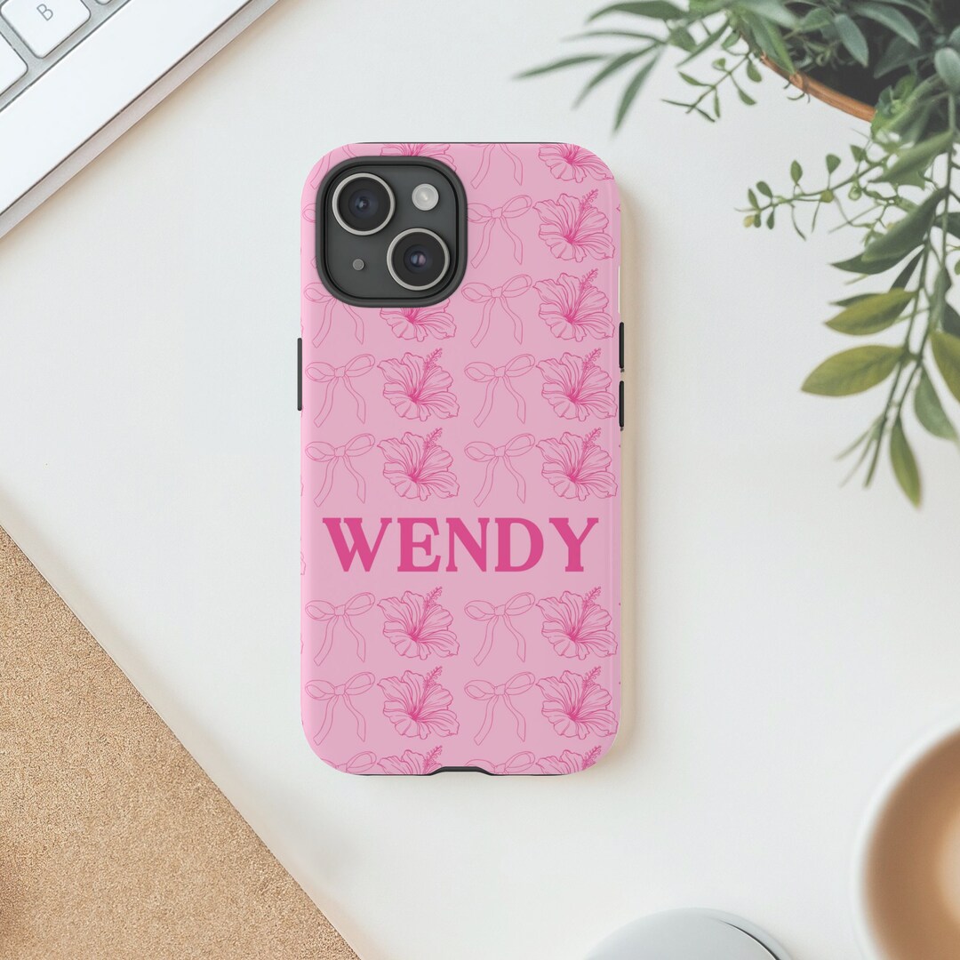 Personalized Coquette Coastal Pink Bow Floral Hibiscus Phone Case ...
