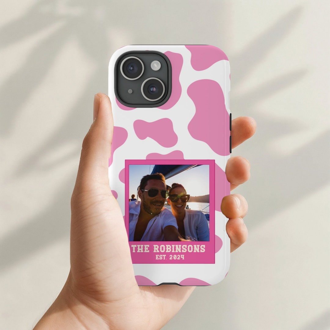 Custom Polaroid Photo Cow Print Phone Case iPhone 15 Pro 14 Plus 13 Pro ...
