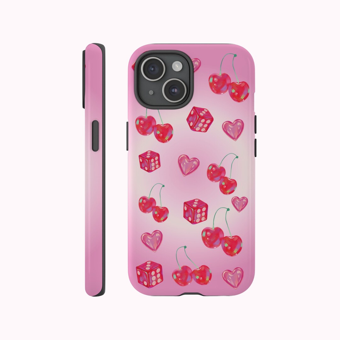 Pink Chromatic Cherry Heart Dice Collage Y2K Summer Aesthetic Popular ...