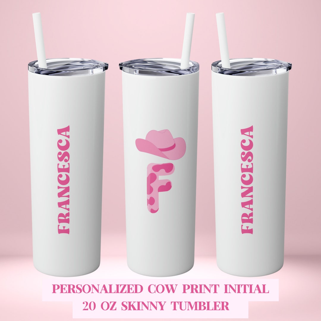 Cow Print Personalized Tumbler With F Initials Cow Tumbler - Etsy