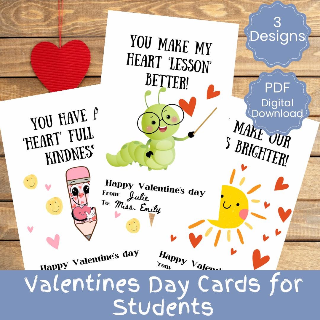 Heartfelt Classroom Valentines: Printable Cards From Teacher to Student ...
