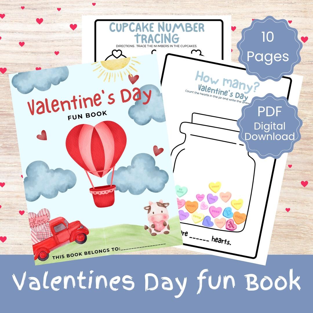 Valentine's Day Fun Workbook | Printable Valentines Day Activities ...