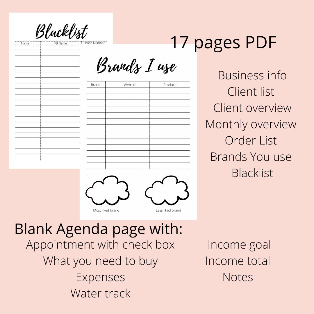 DIGITAL Nail Tech Agenda / Monthly Tracker / Client List - Etsy