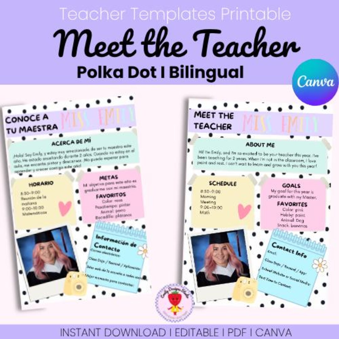 Editable Bilingual Meet the Teacher Template: Spanish & English Canva ...