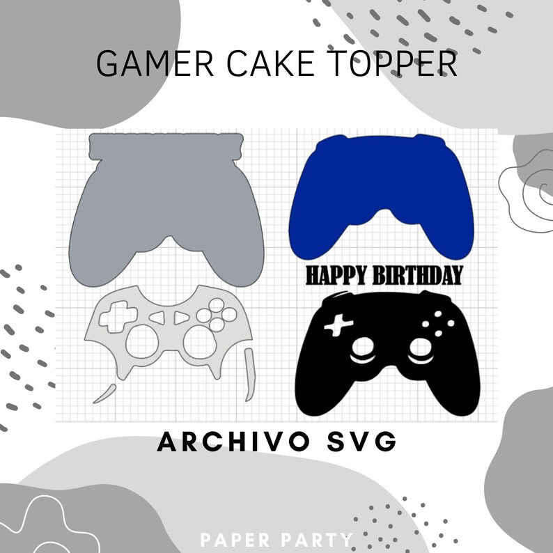 Cake Topper Gamer Digital SVG PDF PNG - Etsy