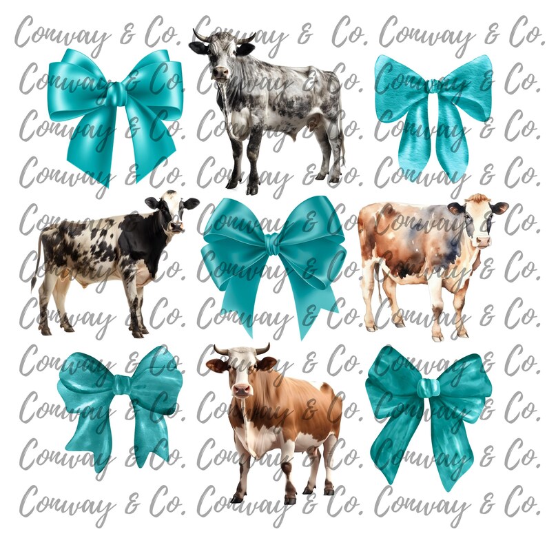 Cows & Turquoise Croquette Bows Design PNG - Etsy