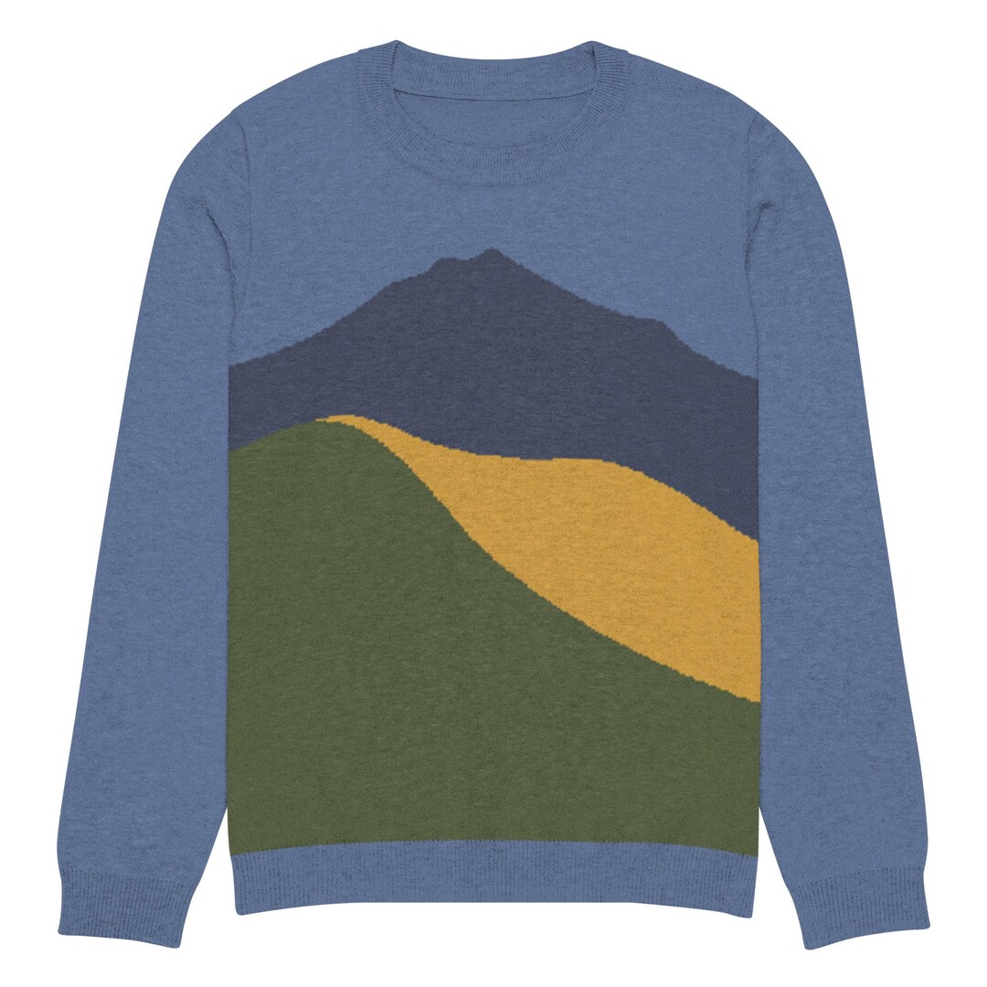 Knitted Sweater Vivid Colors of Mt Tamalpais Denim Navy Gold Olive - Etsy