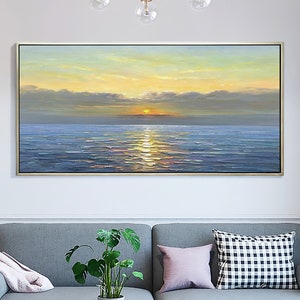 Abstract Sunrise Ocean Landscape Oil Painting on Canvas Large - Etsy