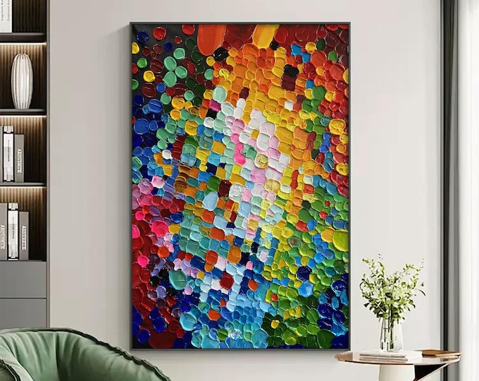 Hand Painted Abstract Color Block Oil Painting on Canvas, Large Texture ...