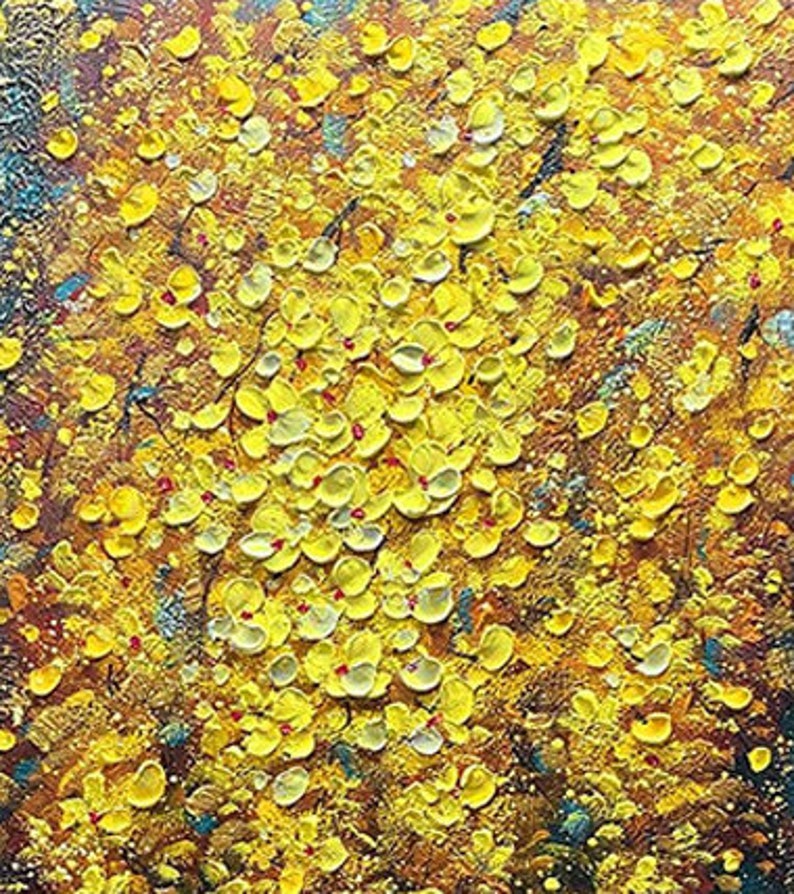 Abstract Yellow Flower Landscape Oil Painting on Canvas - Etsy