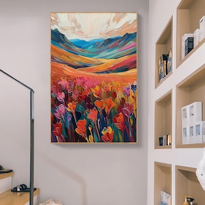 Abstract Flower Landscape Oil Painting on Canvas Large Wall Art ...