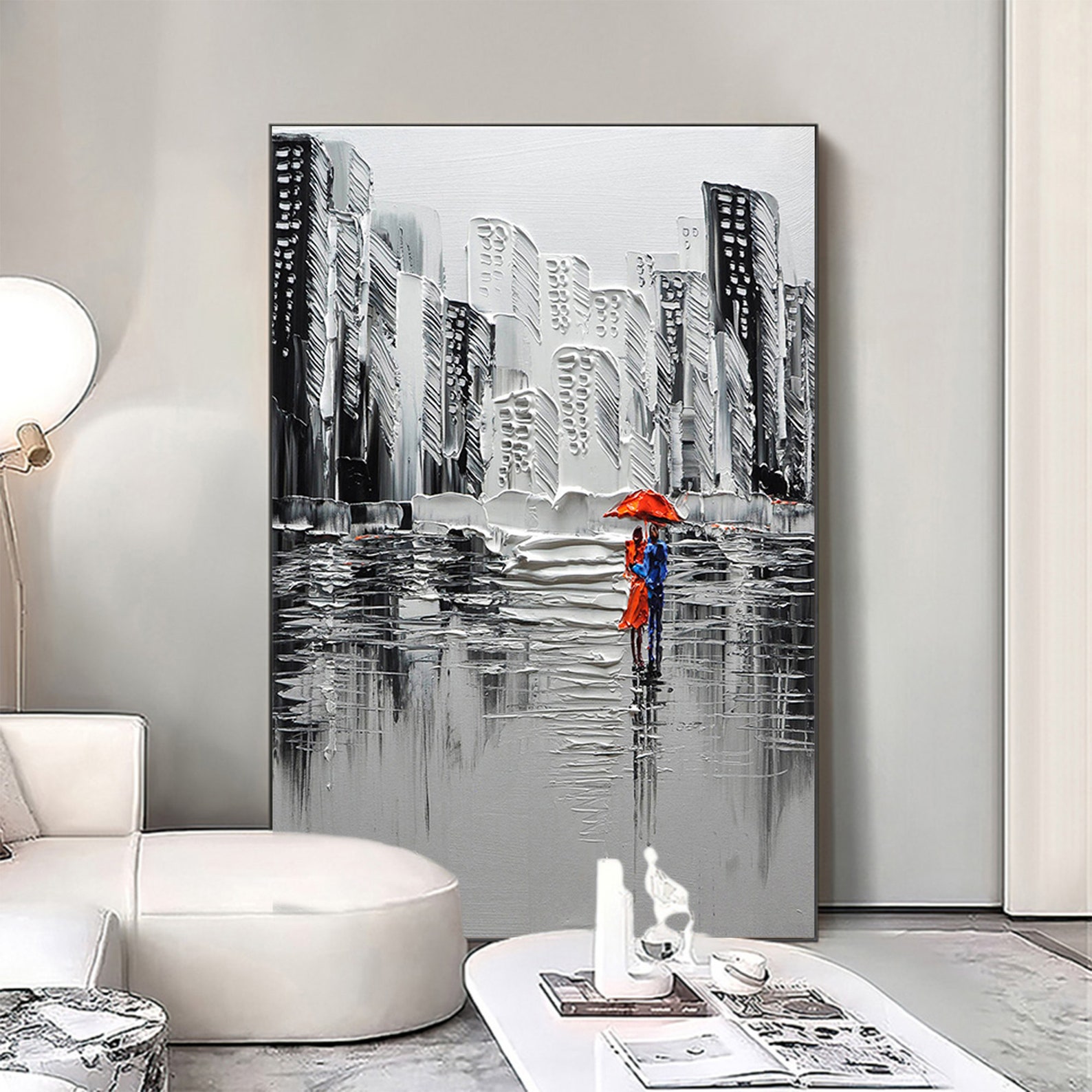 Large Abstract City Landscape Oil Painting on Canvas Romantic - Etsy