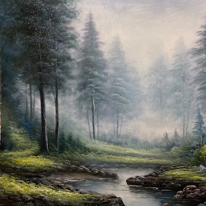 Minimalist Lush Forest Oil Painting on Canvas, Large Wall Art Custom ...