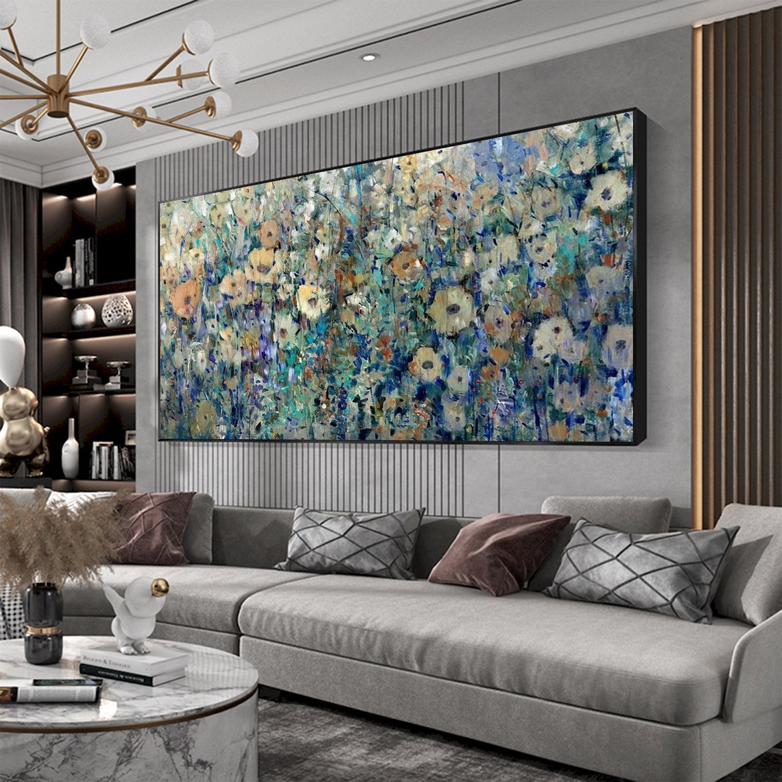 Abstract Spring Flower Oil Painting on Canvas, Large Original Floral ...