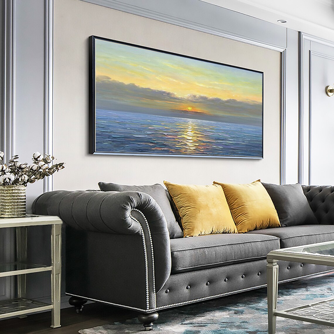 Abstract Sunrise Ocean Landscape Oil Painting on Canvas Large - Etsy