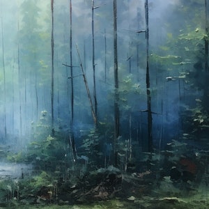 Large Abstract Forest Oil Painting on Canvas,green Tree Wall Art ...