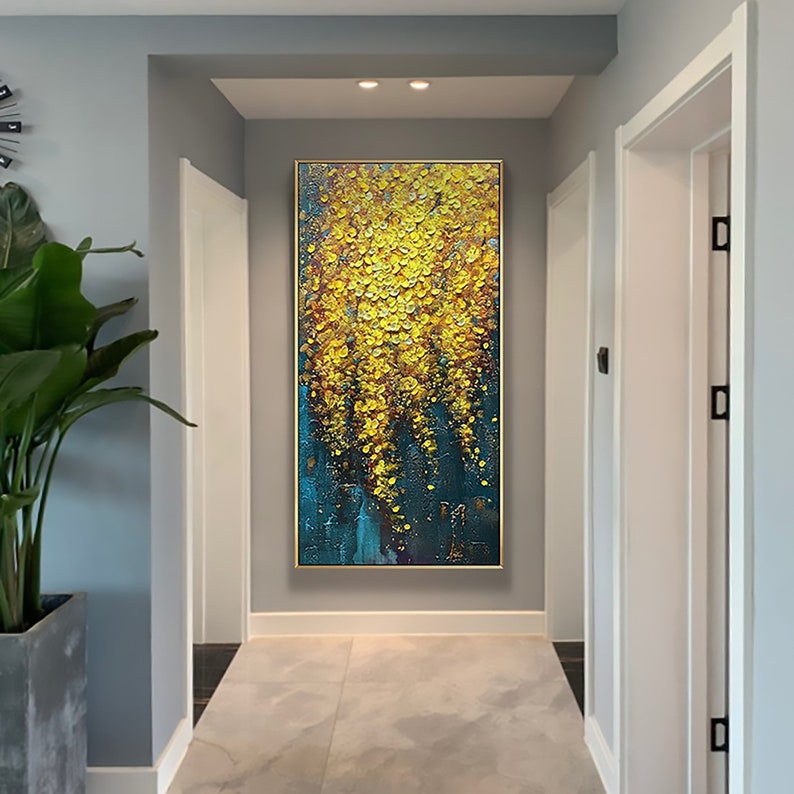 Abstract Yellow Flower Landscape Oil Painting on Canvas - Etsy